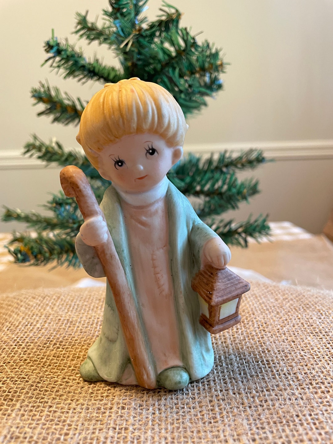 Homco Angel Boy-green - Etsy