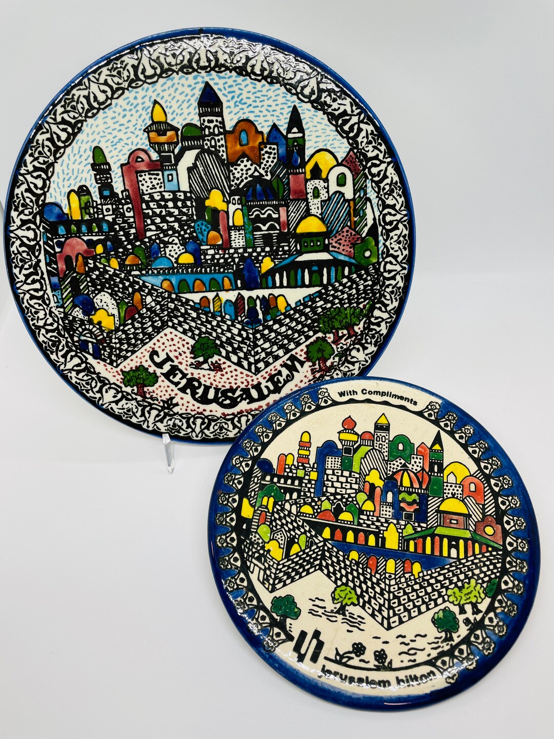 Jerusalem Pottery Set of 2 Plates - Etsy
