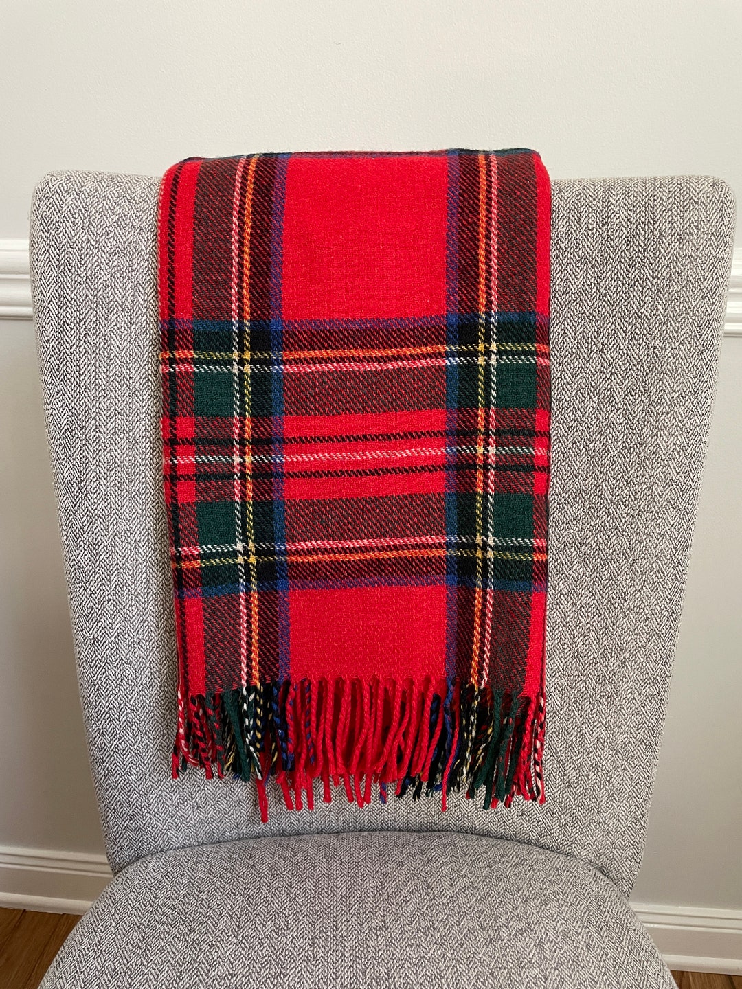 Red Plaid Wool Throw - Etsy