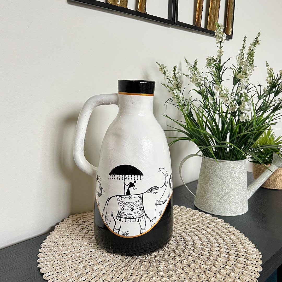 Hand Painted Warli Pot - Etsy