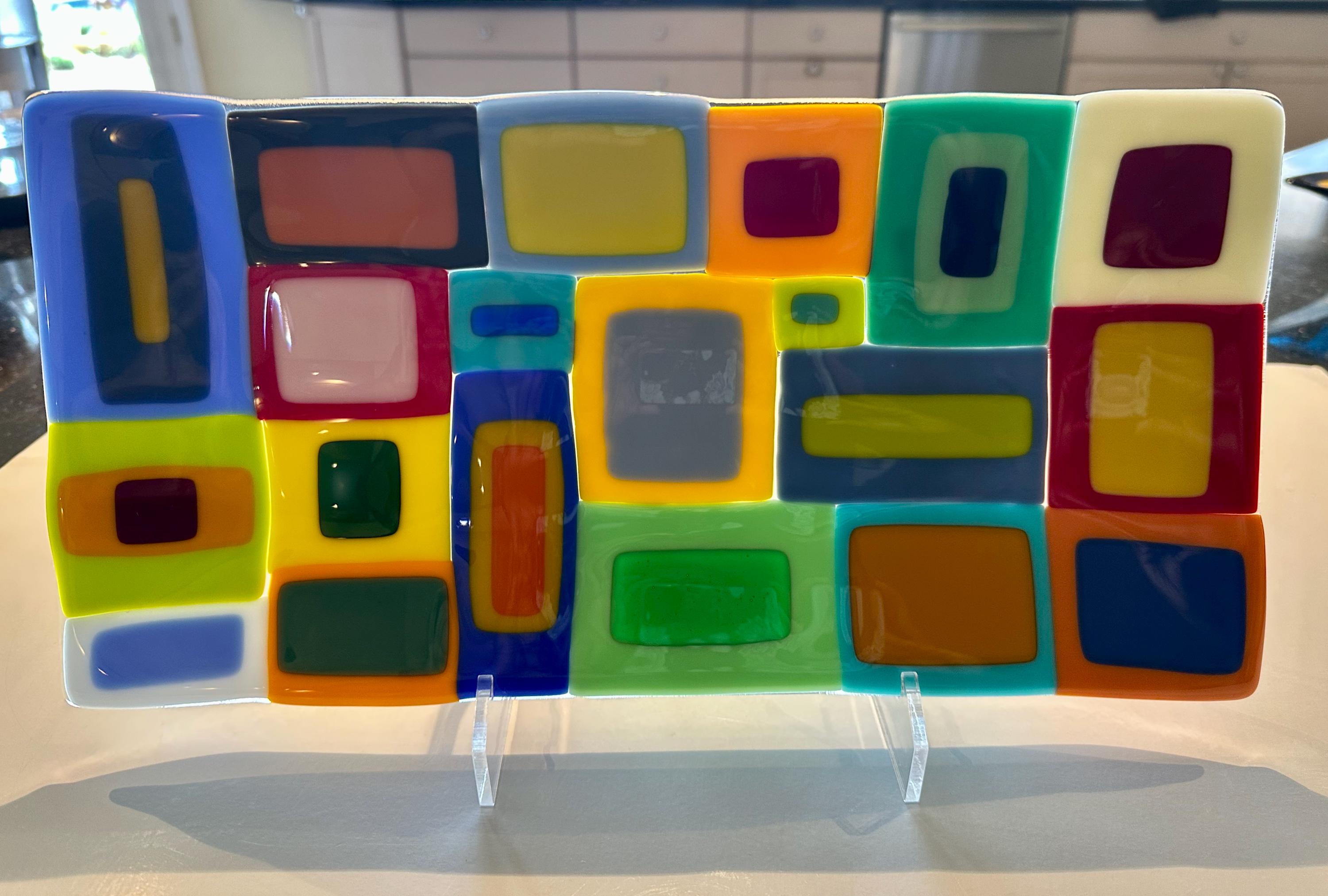 Fused Glass Opaque Bright Multicolor Carnival Platter - Etsy