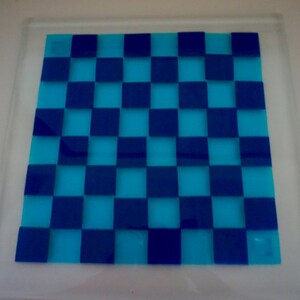 Fused Glass Chess/checker Board: Cobalt & Sky Blue, Board Game - Etsy