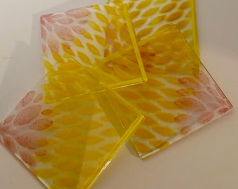 Red Glass Coasters - Etsy