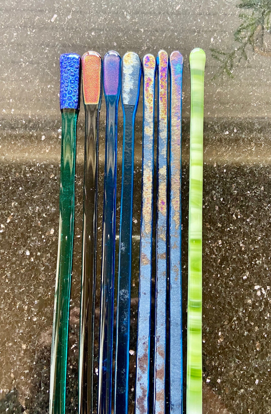 Fused Glass Stirrer Sticks Long Handle Tea Stirrer 12 Inches Long ...