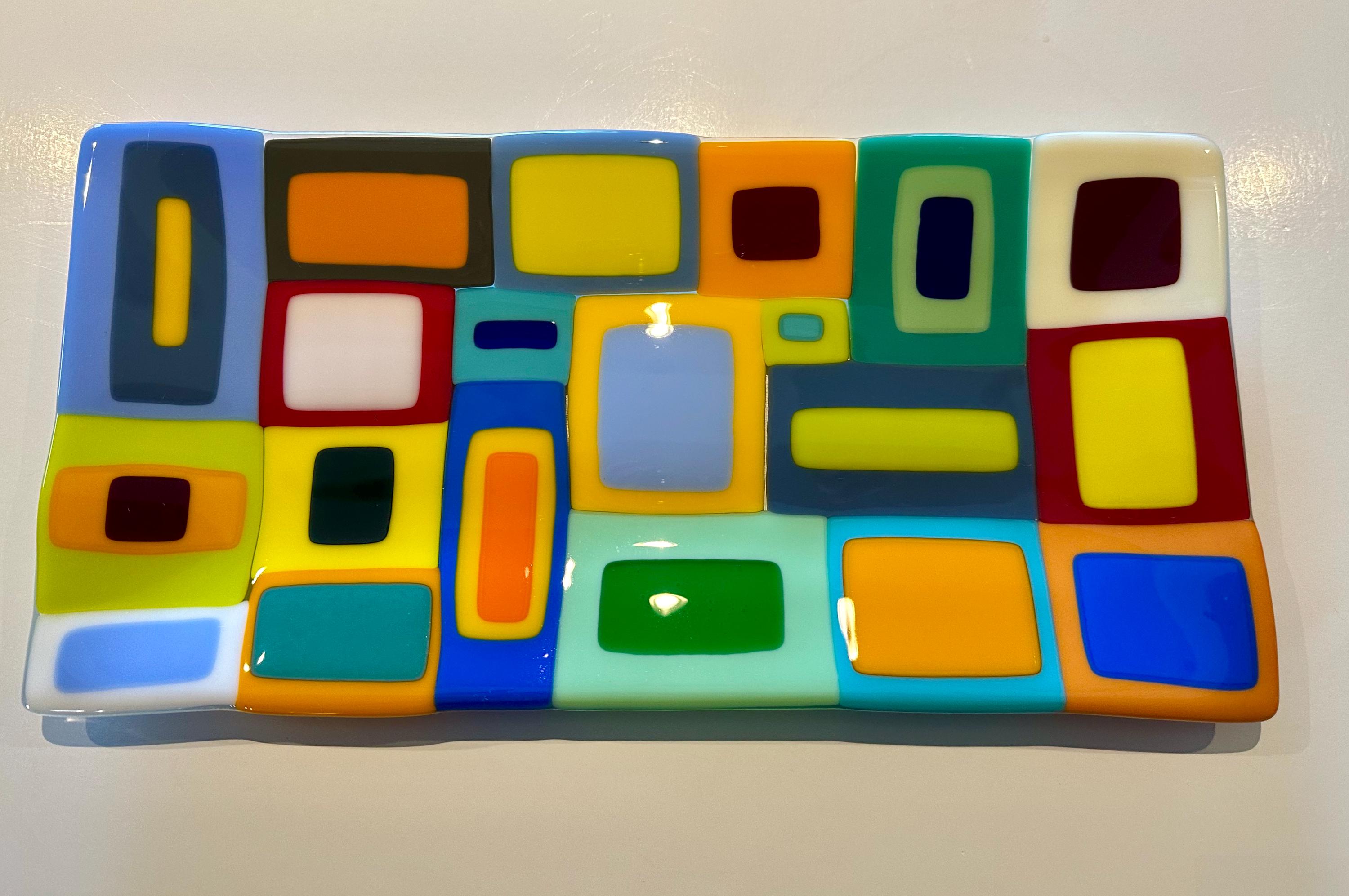 Fused Glass Opaque Bright Multicolor Carnival Platter - Etsy
