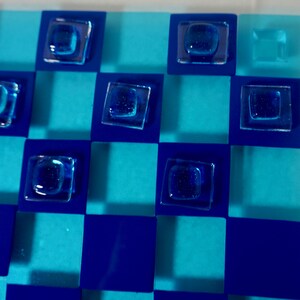 Fused Glass Chess/checker Board: Cobalt & Sky Blue, Board Game - Etsy