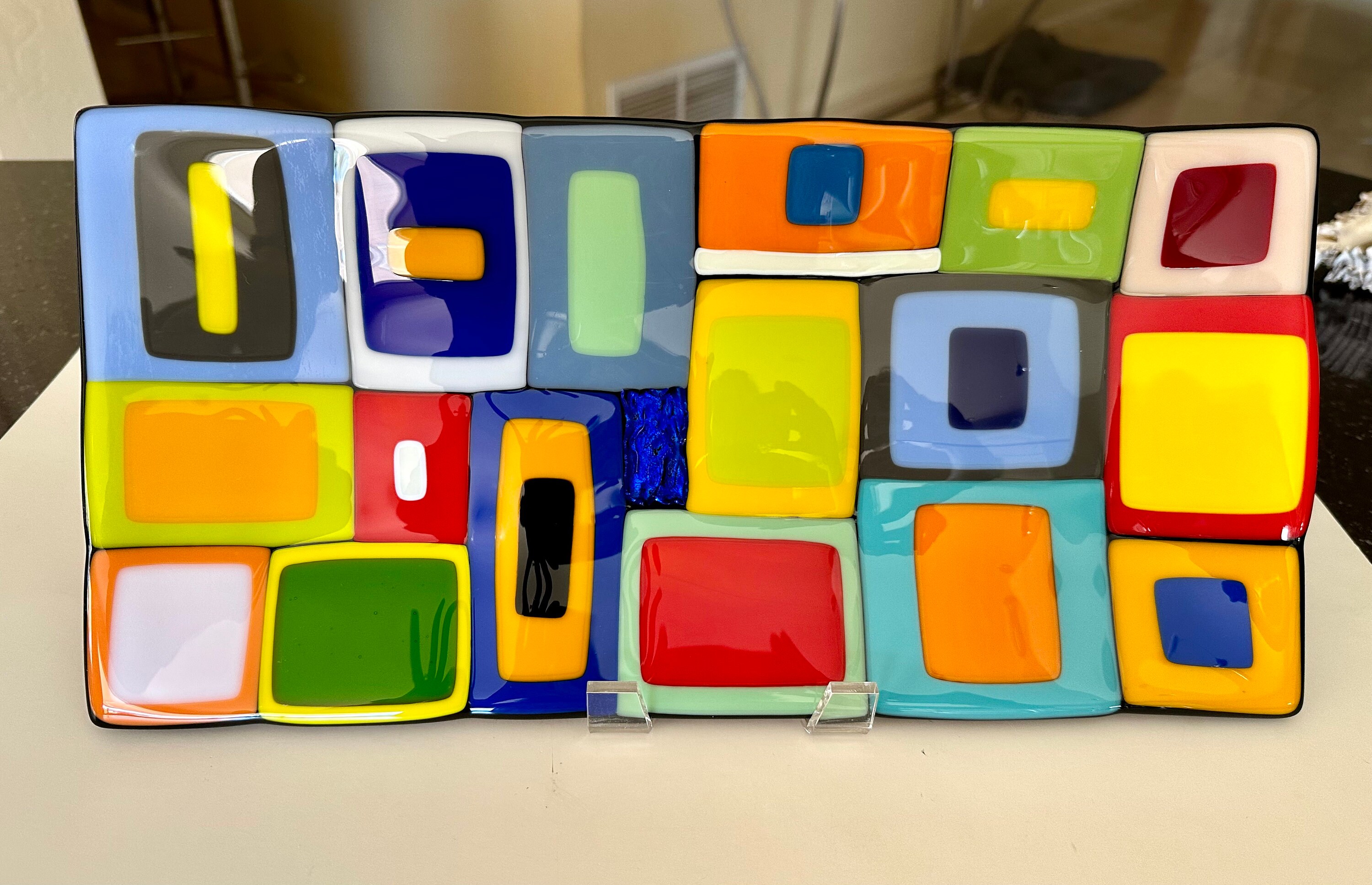 Fused Glass Opaque Bright Multicolor Carnival Platter - Etsy
