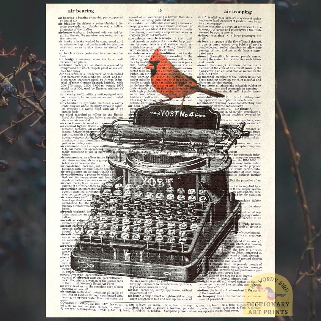Cardinal on Antique Typewriter ~ Vintage Dictionary Print - Etsy