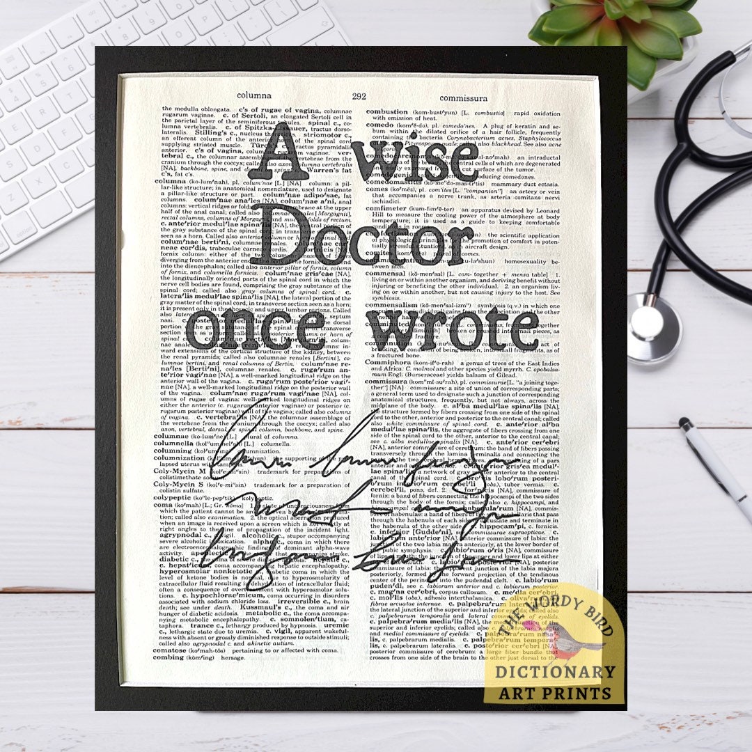 Vintage Medical Dictionary Page Print: A Wise Doctor Once Wrote - Etsy