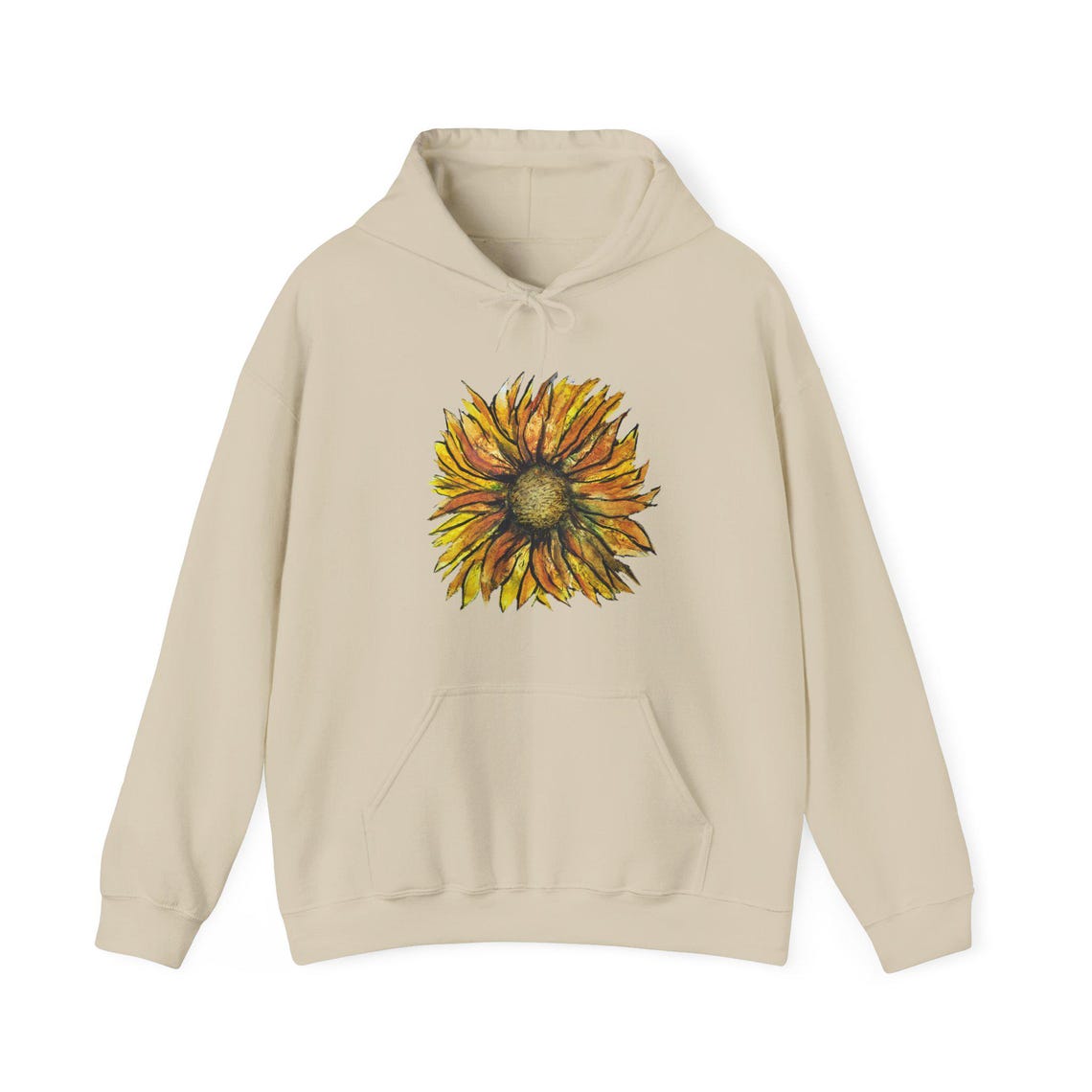 Hand Painted Sunflower | Watercolor Print | Unisex Heavy Blend | Hooded ...