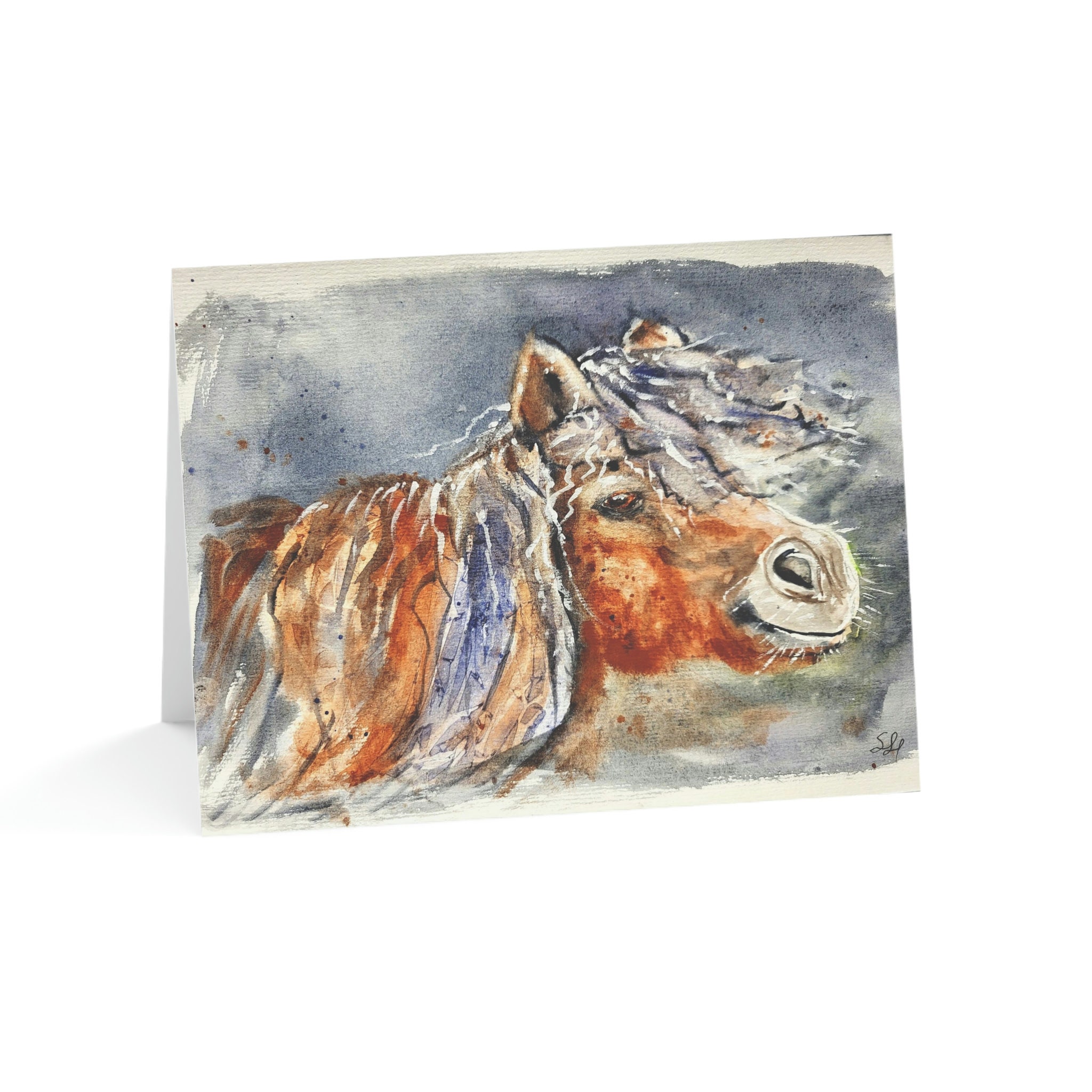 Happy Pony Greeting Cards (1, 10, 30, and 50pcs), Watercolor Painting ...