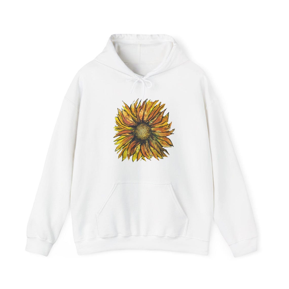 Hand Painted Sunflower | Watercolor Print | Unisex Heavy Blend | Hooded ...