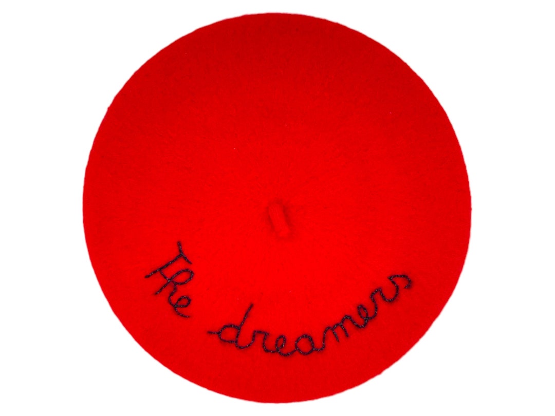 French Beret in Red Wool, Hand Embroidered "the Dreamers" - Etsy