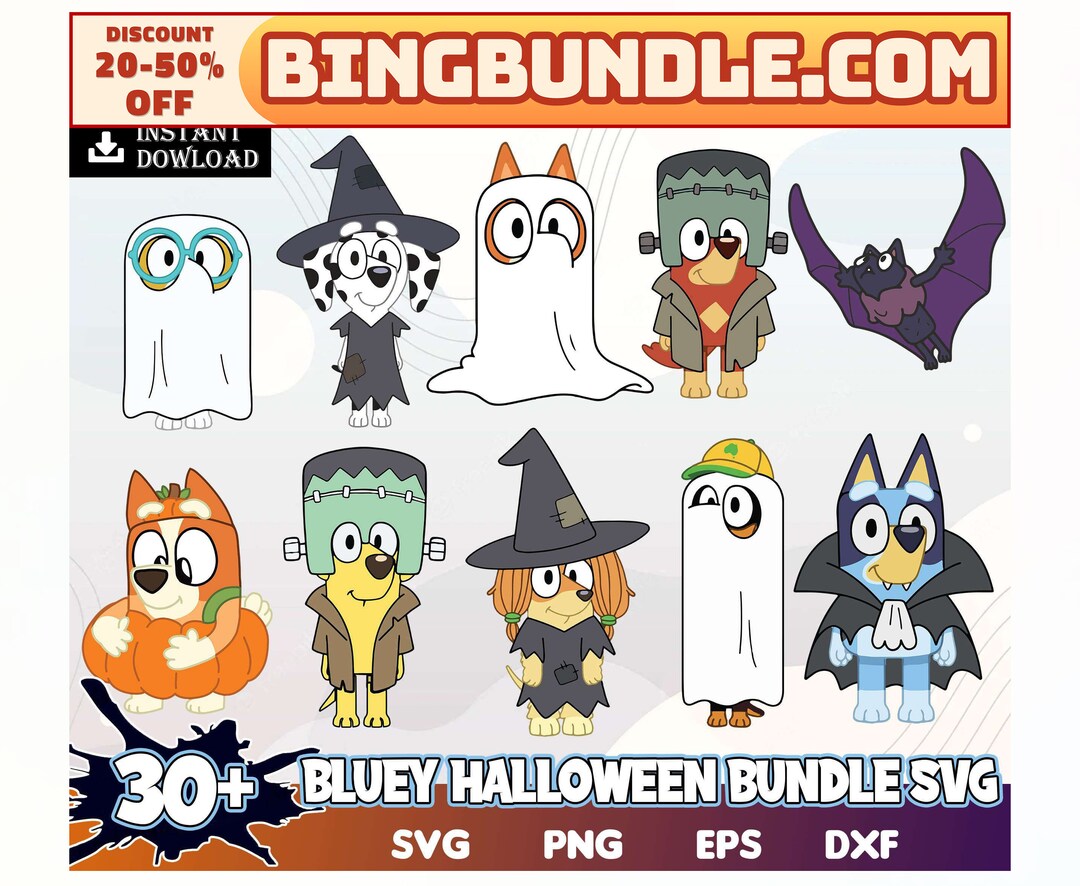 Bluey Funny Halloween Spooky Season Svg Bluey Family Scary - Etsy