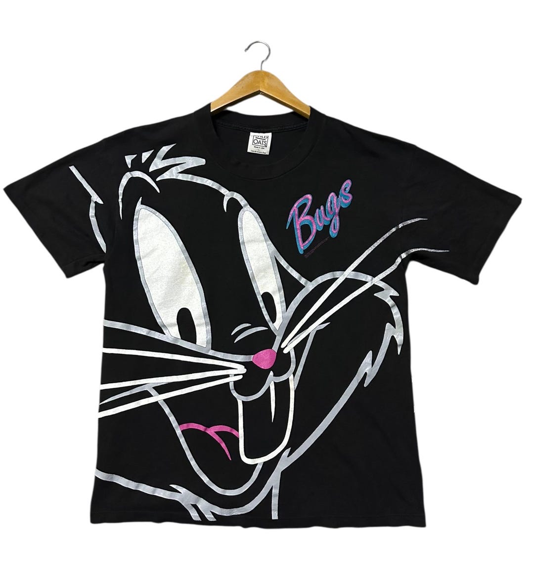 Vintage 90s Bugs Bunny AOP Tshirt by Wild Oats Tag Size L Made in USA ...