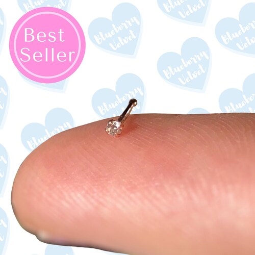 Teeny TINY 1mm Crystal Nose Stud Tiny Nose Ring Gold Sterling - Etsy