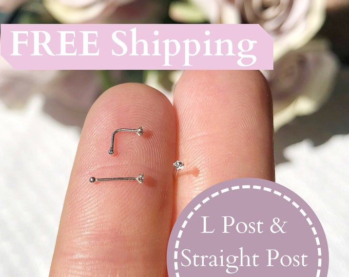 Teeny TINY 1mm CZ Sterling Silver Nose Stud Nose Ring Silver Nose Stud 1mm Nose Stud Sterling ...