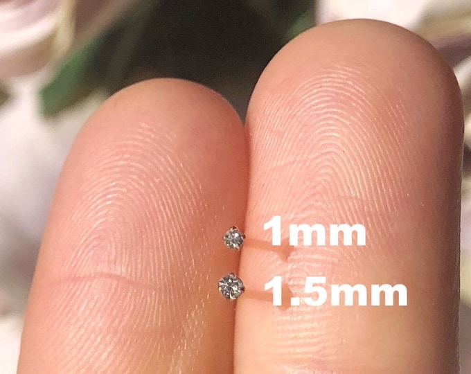 18K TEENY TINY 1mm Rose Gold Nose Stud, Nose Ring, Rose Gold Nose Stud ...