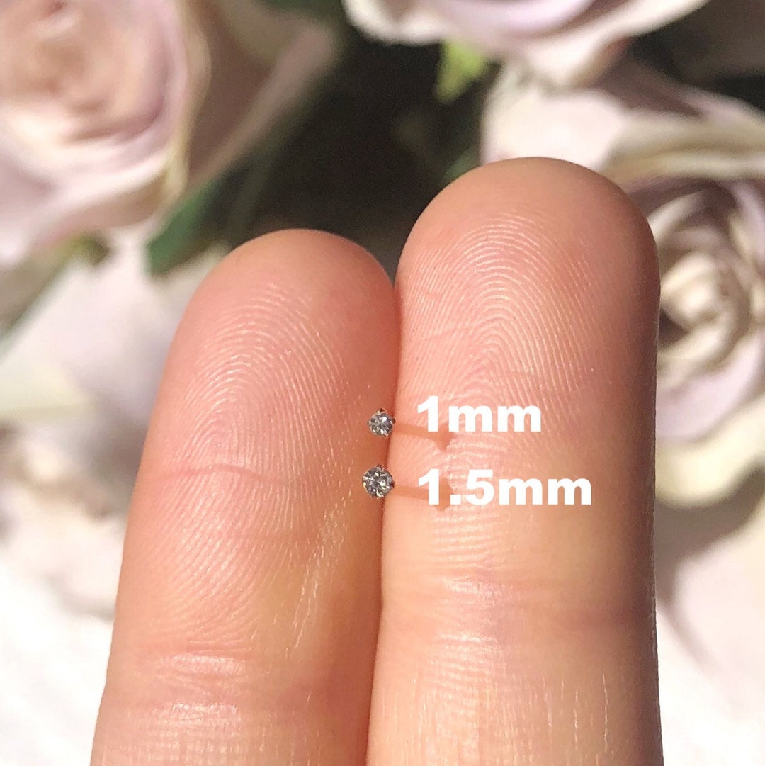 18K TEENY TINY 1mm Rose Gold Nose Stud, Nose Ring, Rose Gold Nose Stud ...