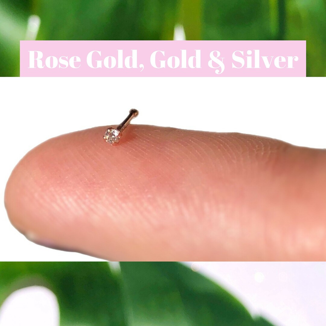 TEENY TINY Nose Bones Nose Ring 22 Gauge Rose Gold Nose Stud Tiny Nose ...