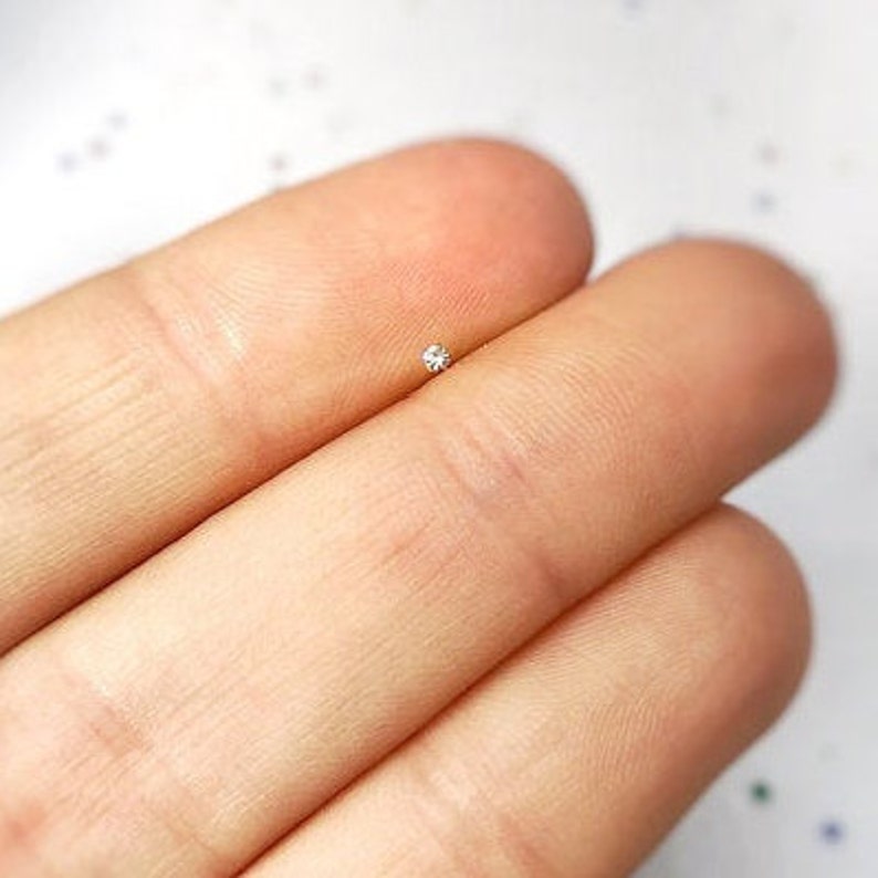 TINY 24K Gold Diamond Nose Stud Nose Ring Tiny Nose Stud Gold | Etsy