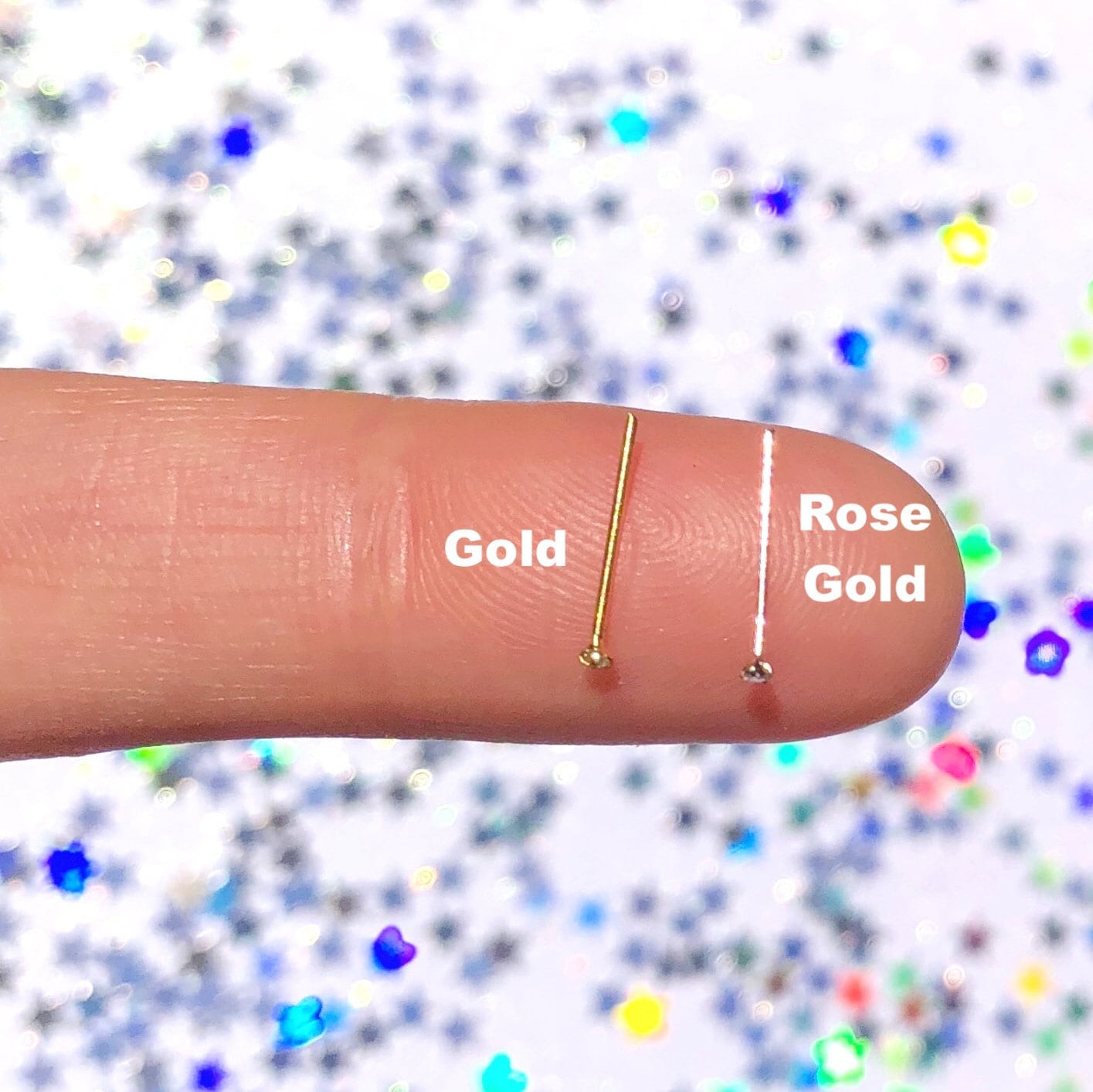 TINY 24K Gold Nose Stud Rose Gold Small Nose Ring Diamond Nose - Etsy