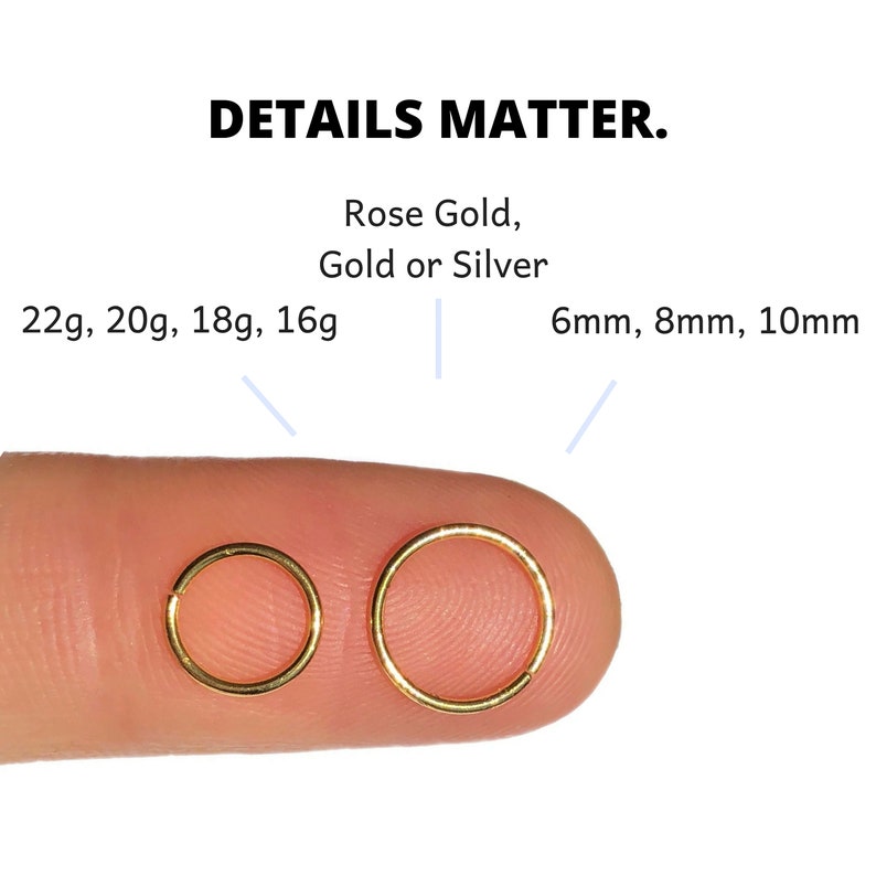 Nose Rings 22G 20G 18G 16G Piercing Jewelry Seamless Hoop Ring - Etsy