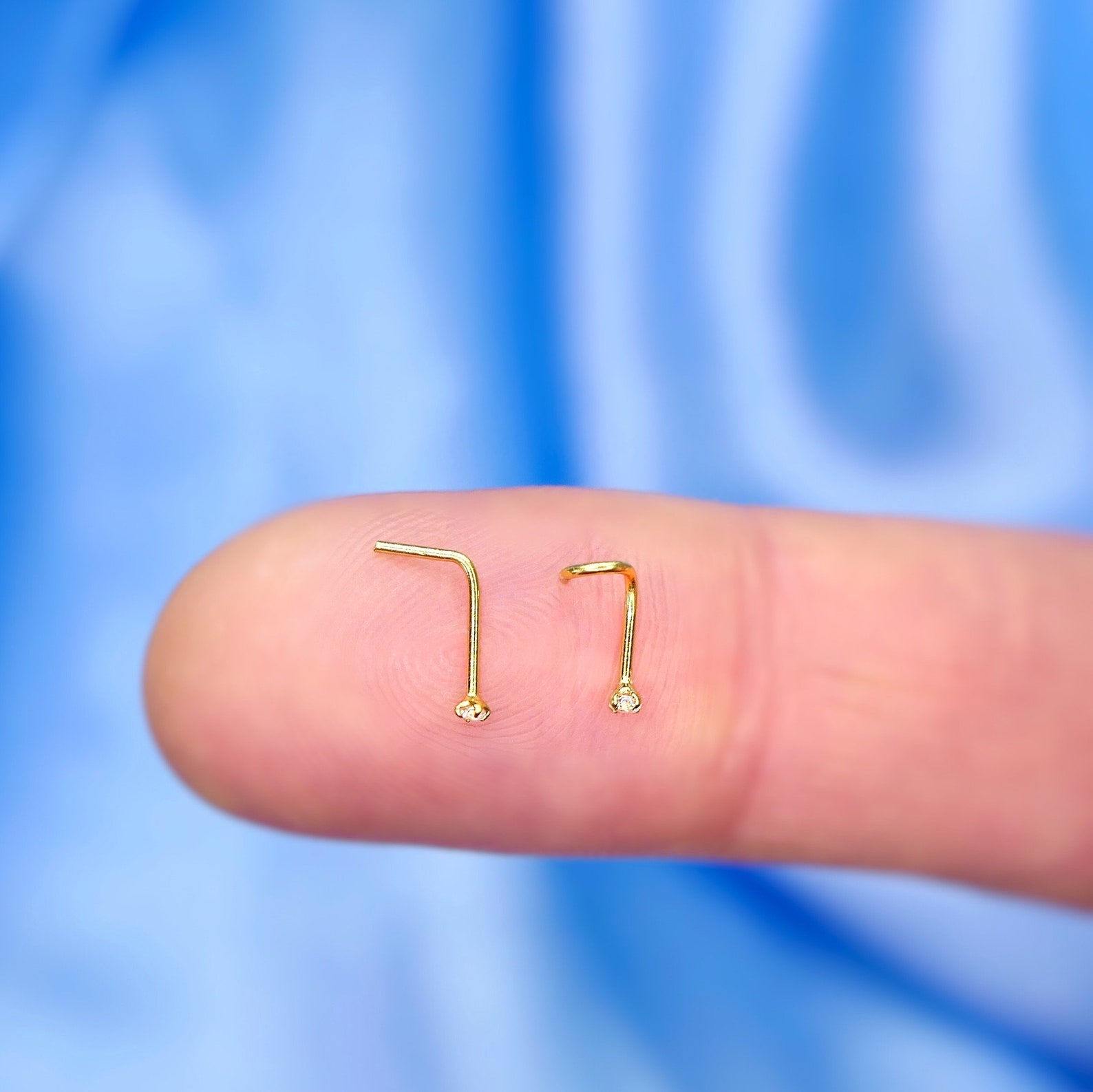 20G Very TINY 1mm Diamond Nose Studs 18K Rose Gold 925 Sterling Silver or 18K Gold Nose Rings ...