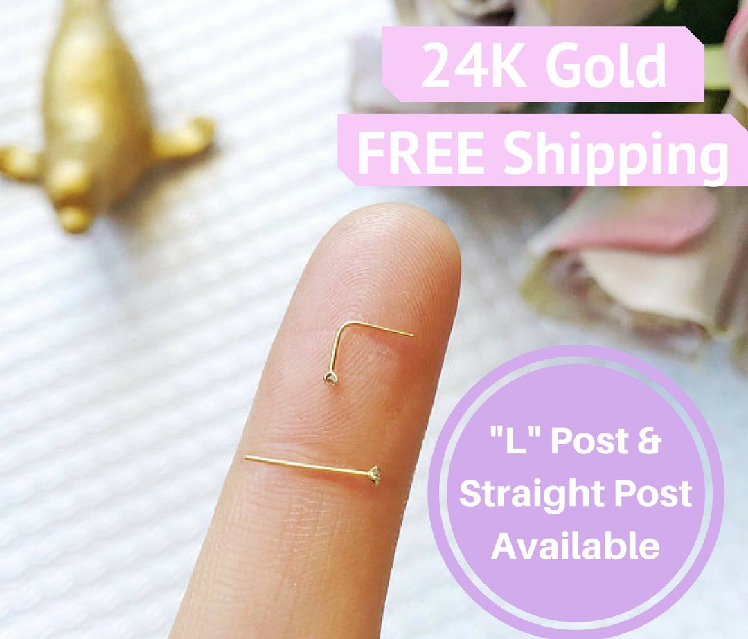 24K Teeny Tiny 1mm Nose Stud Gold Diamond Small Nose Ring Diamond Nose ...