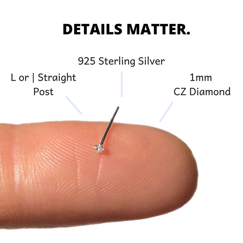 1mm MICRO Nose Stud Diamond, Small Nose Ring, Tiny Nose Stud 24k Gold ...