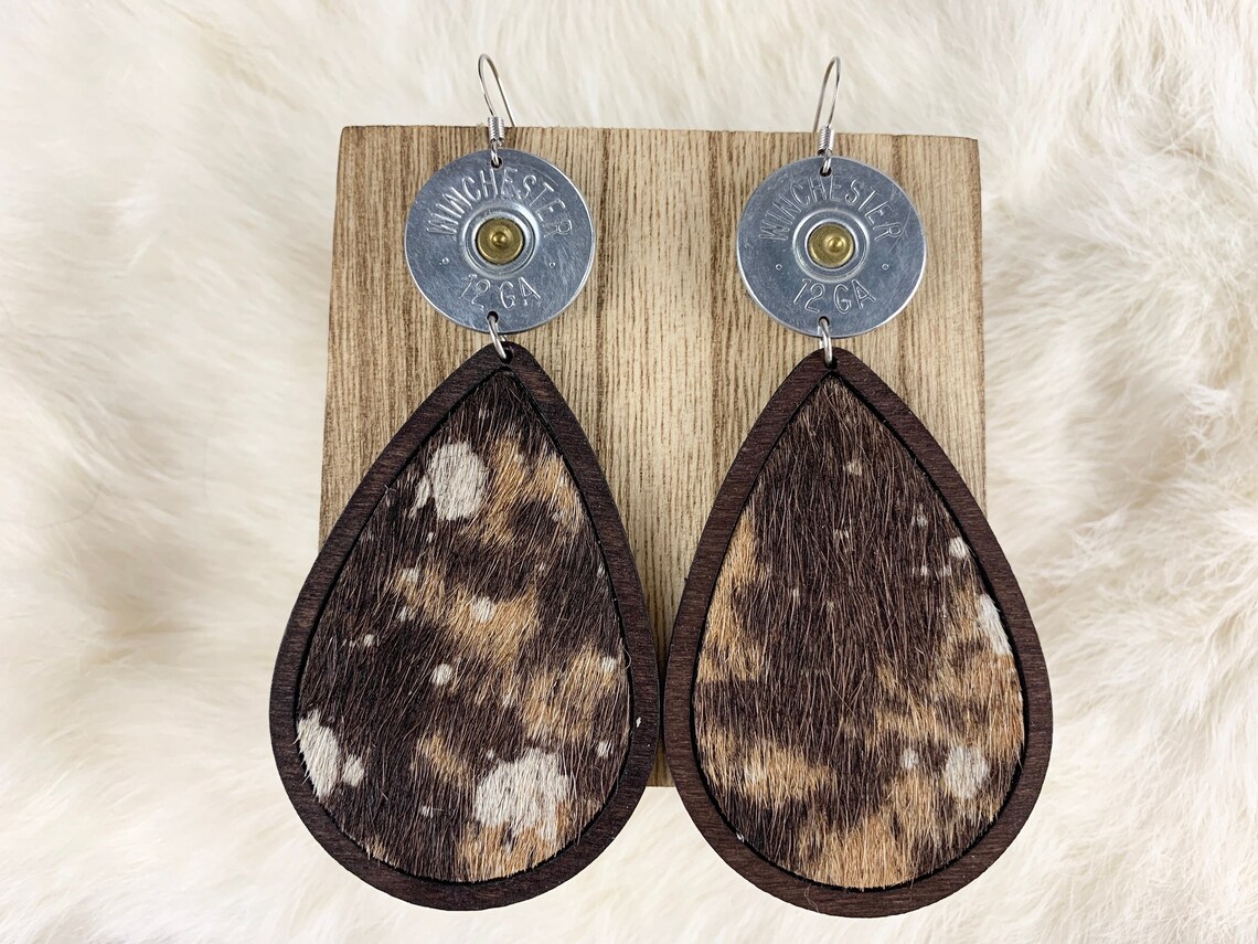 Shotgun Shell Jewelry 12 Gauge Shotgun Shell Earrings With Cowhair ...