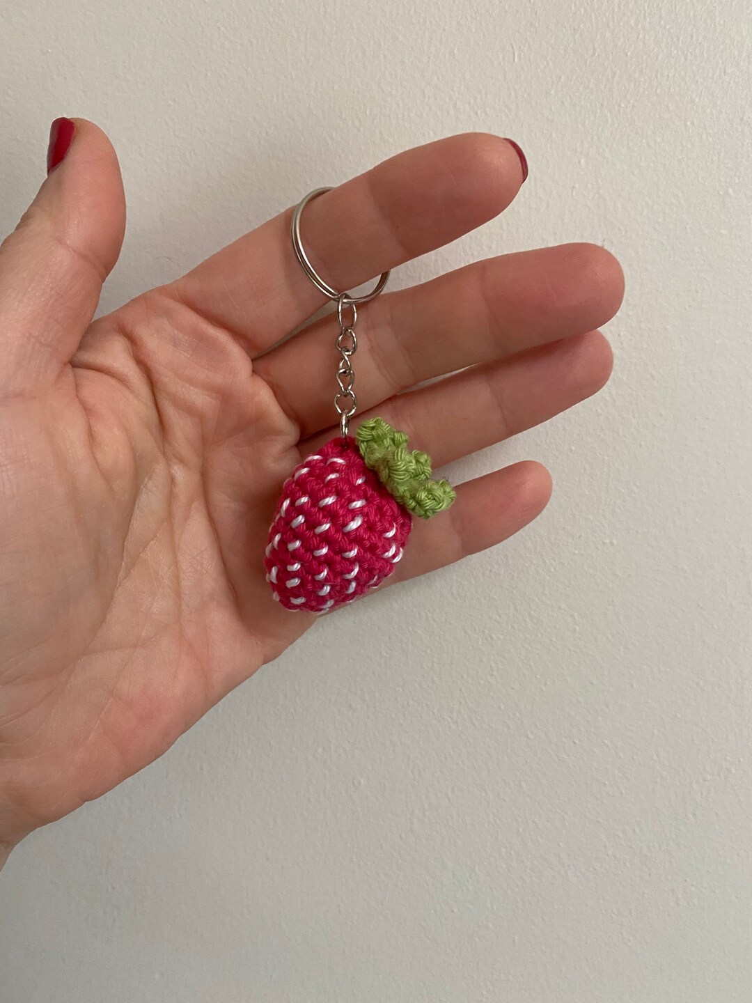 Handmade Crochet Strawberry Keyring/keychain. - Etsy