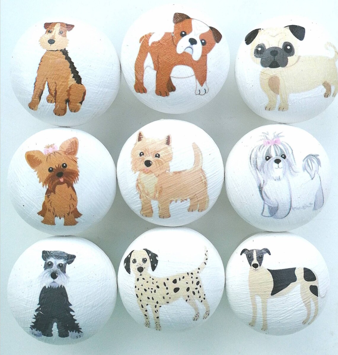 Dog Door Knobs Handmade 40mm Wooden Drawer Knobs With Cute - Etsy UK