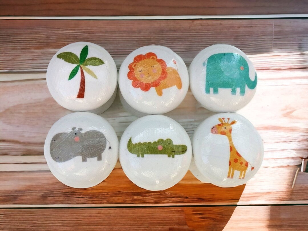 Jungle Animal Drawer Knobs: Handmade Cute Safari Nursery Decor Wooden ...