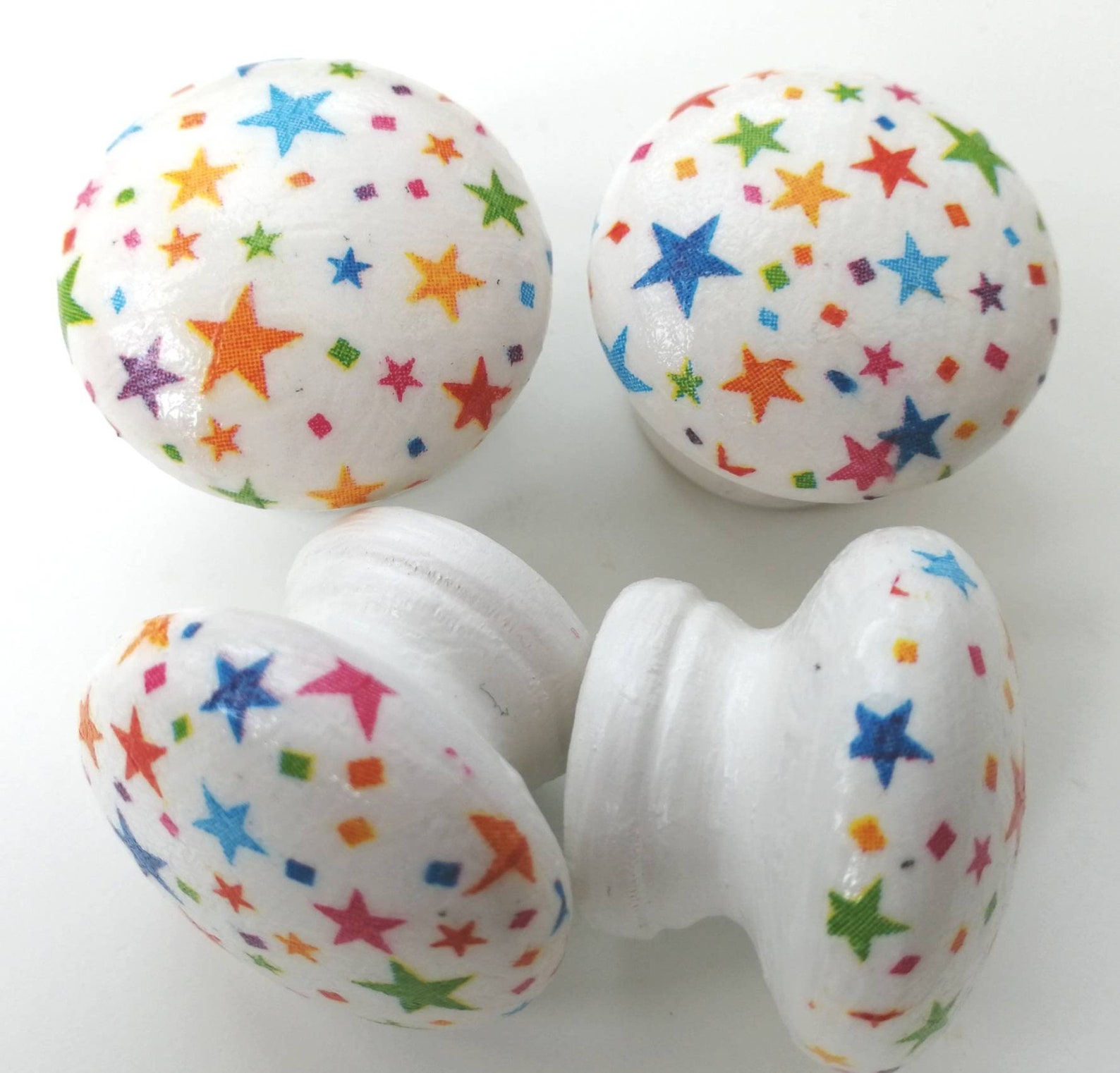Rainbow Stars Wooden Drawer Knob 41mm Decoupaged Play Room - Etsy UK