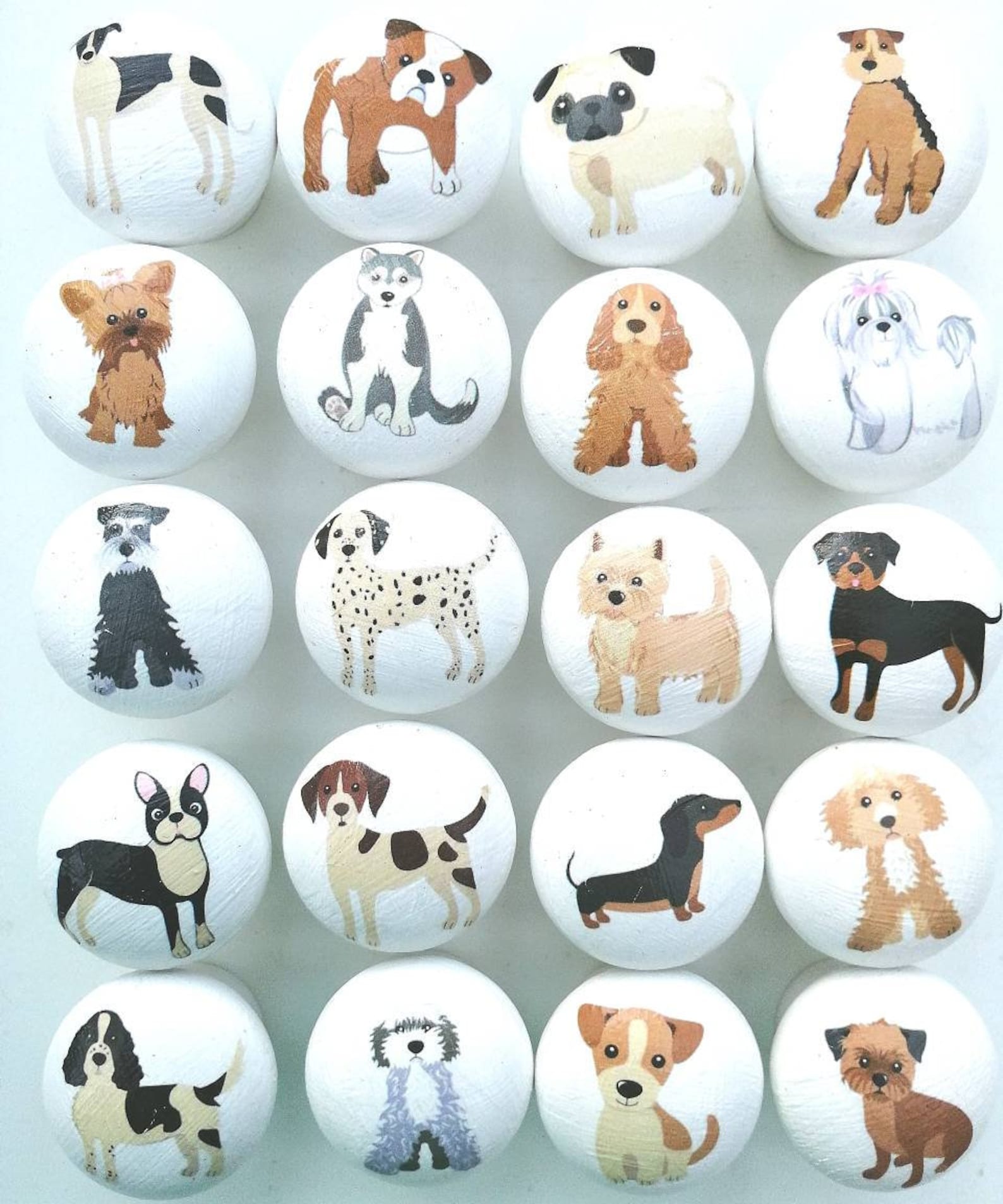 Dog Door Knobs, Handmade 40mm Wooden Drawer Knobs With Lots of Cute Dog ...
