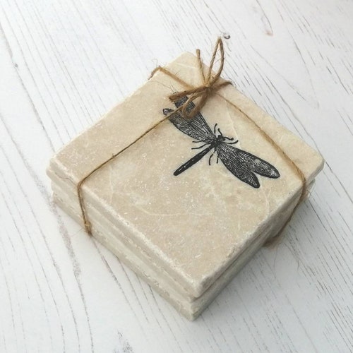 Dragonfly Marble Coasters Dragonfly Gift Dragonfly Decor - Etsy