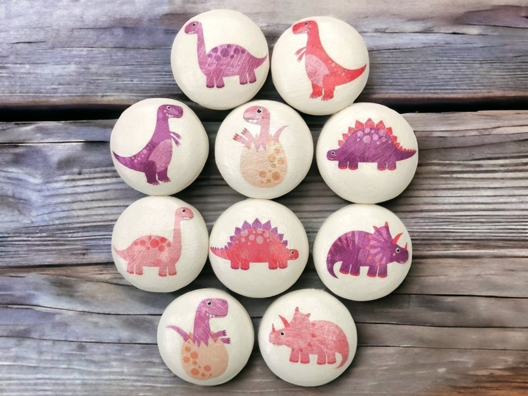 Handmade Dinosaur Drawer Pulls: Pink & Purple Nursery Decor - Etsy UK