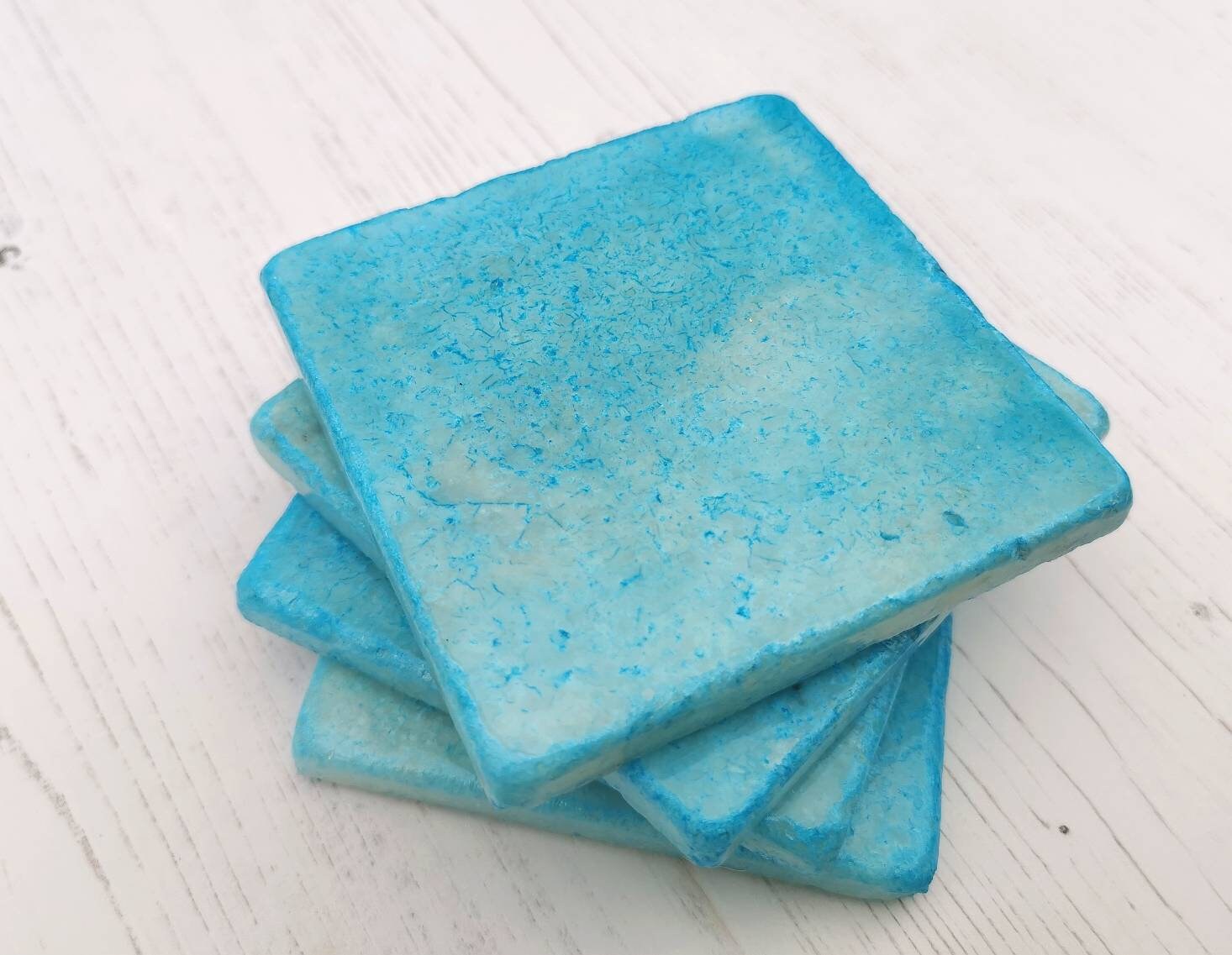 Blue Coasters Set With Colour Washed Turquoise. Set of 4 - Etsy UK