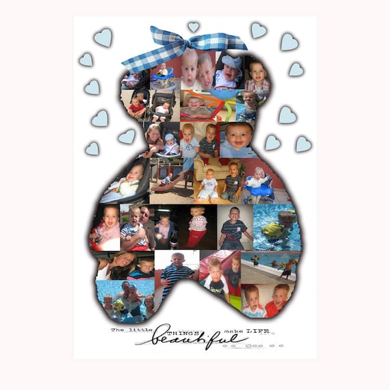 Teddy Bear Photo Collage Babys Nursery Christening Gift 1st | Etsy