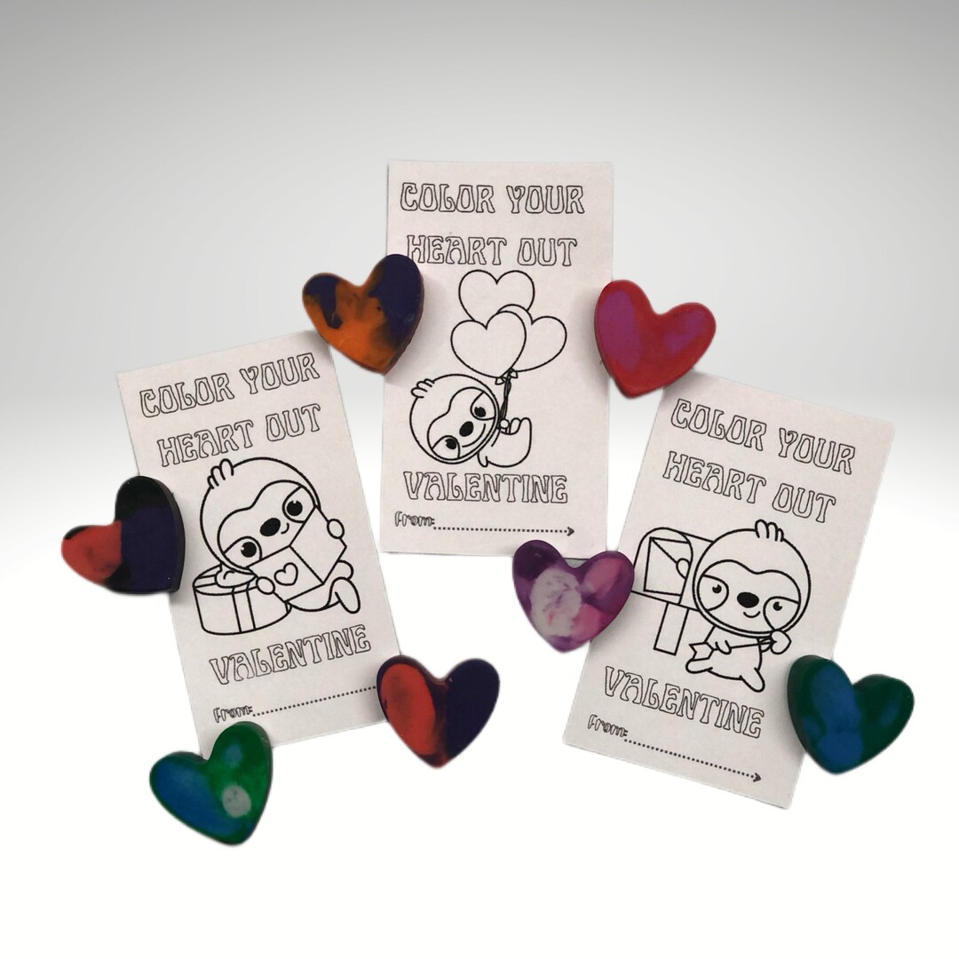 Cute Sloth Valentine's Day Class Gifts, Party Favors, Heart Crayons ...