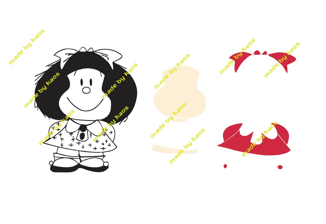 Cutting File Mafalda in 3 Colors, in Jpg Png SVG, DXF, EPS, for ...