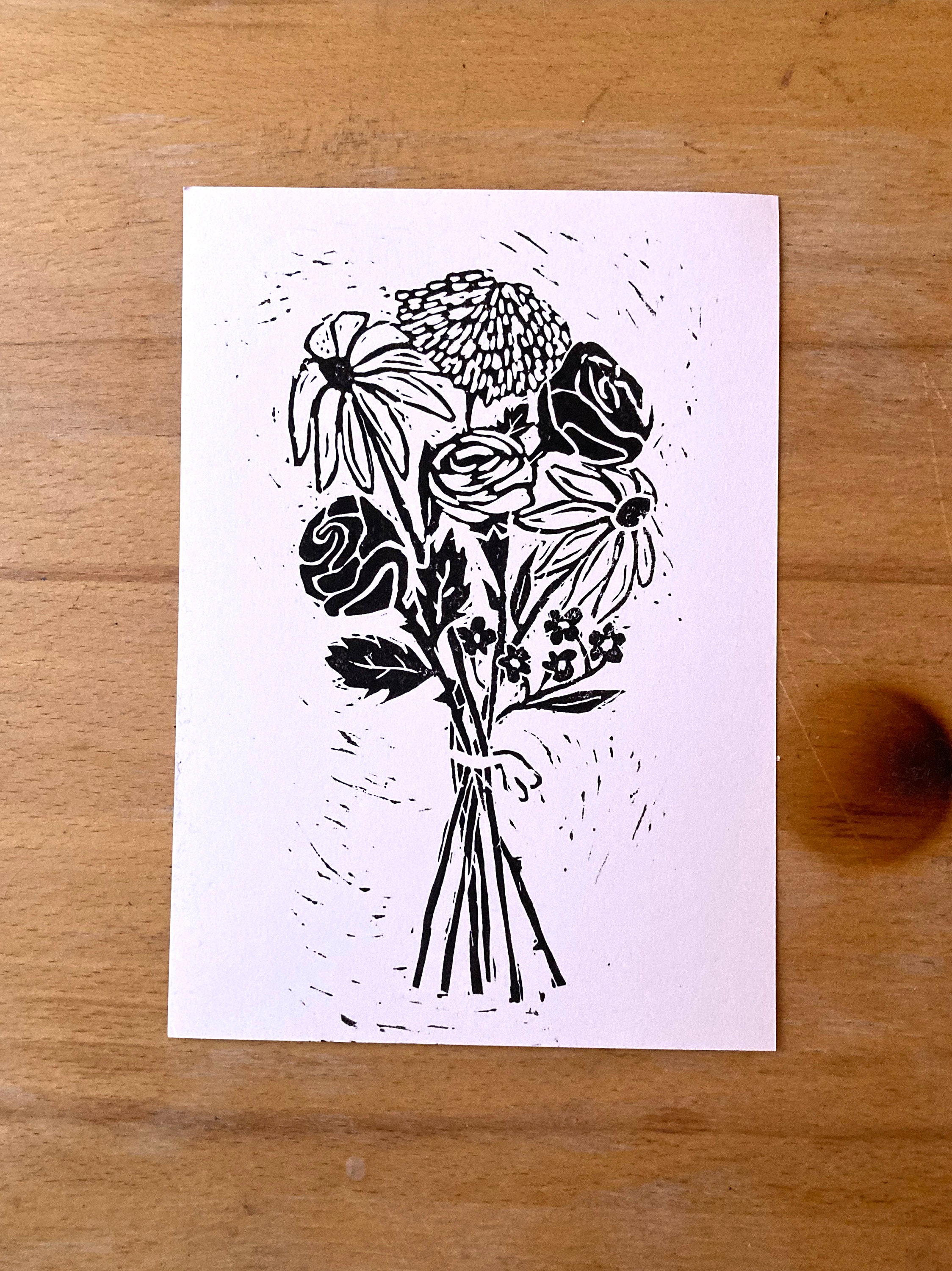 Lino Print - Flowers - Etsy