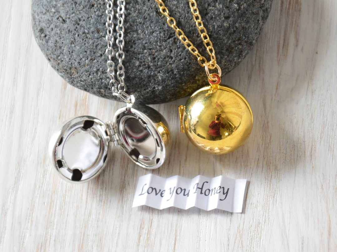 Secret Message Locket Ball Necklace Locket Necklace Secret Message Gift ...