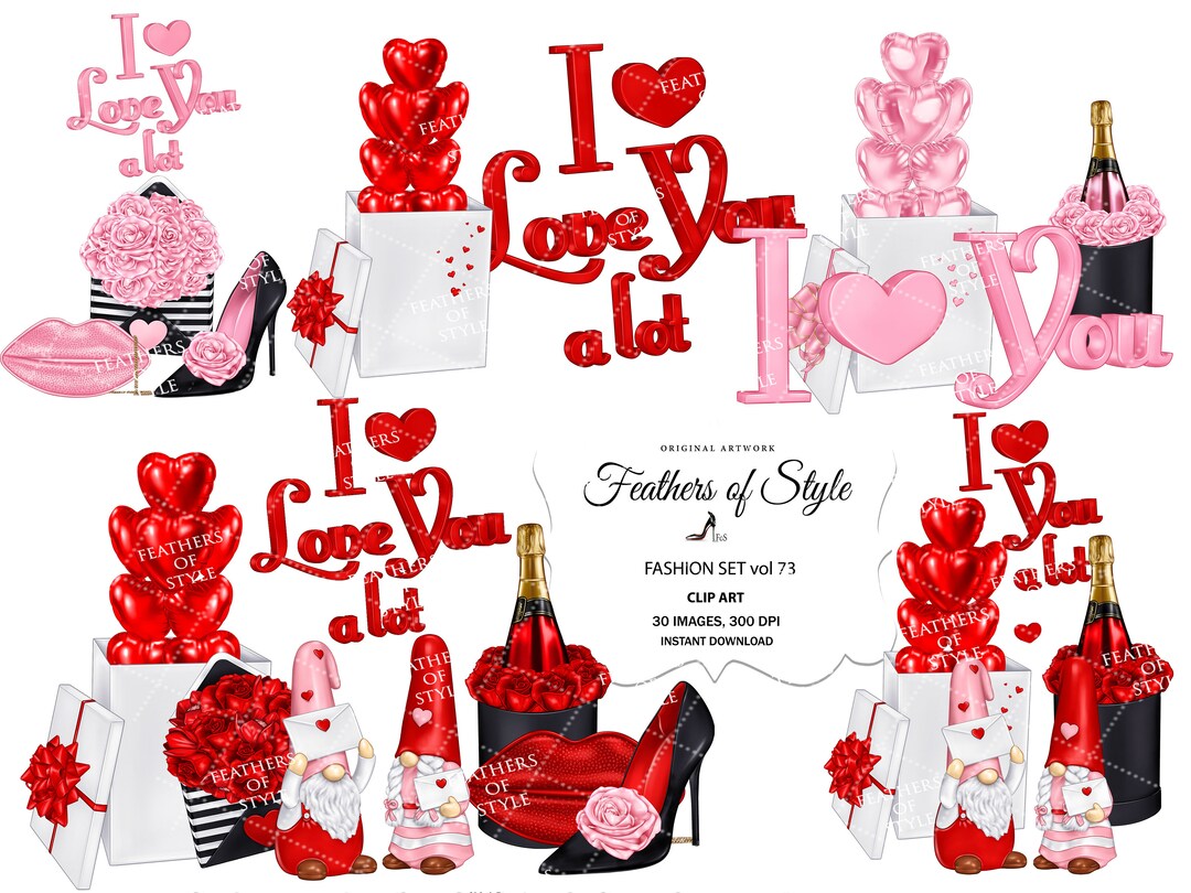Happy Valentine Fashion Set, Love Clipart, Valentine Clipart, Fashion ...