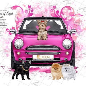 Car Scene, Car Illustration, Dog Clipart, Car Clipart, French Bulldog ...