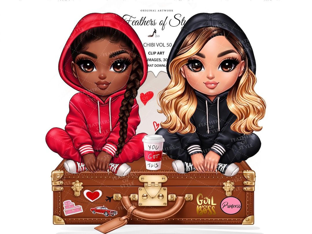 Travel Chibi Doll Clipart, Tracksuit Chibi Doll Png, Hooded Chibi Girl ...