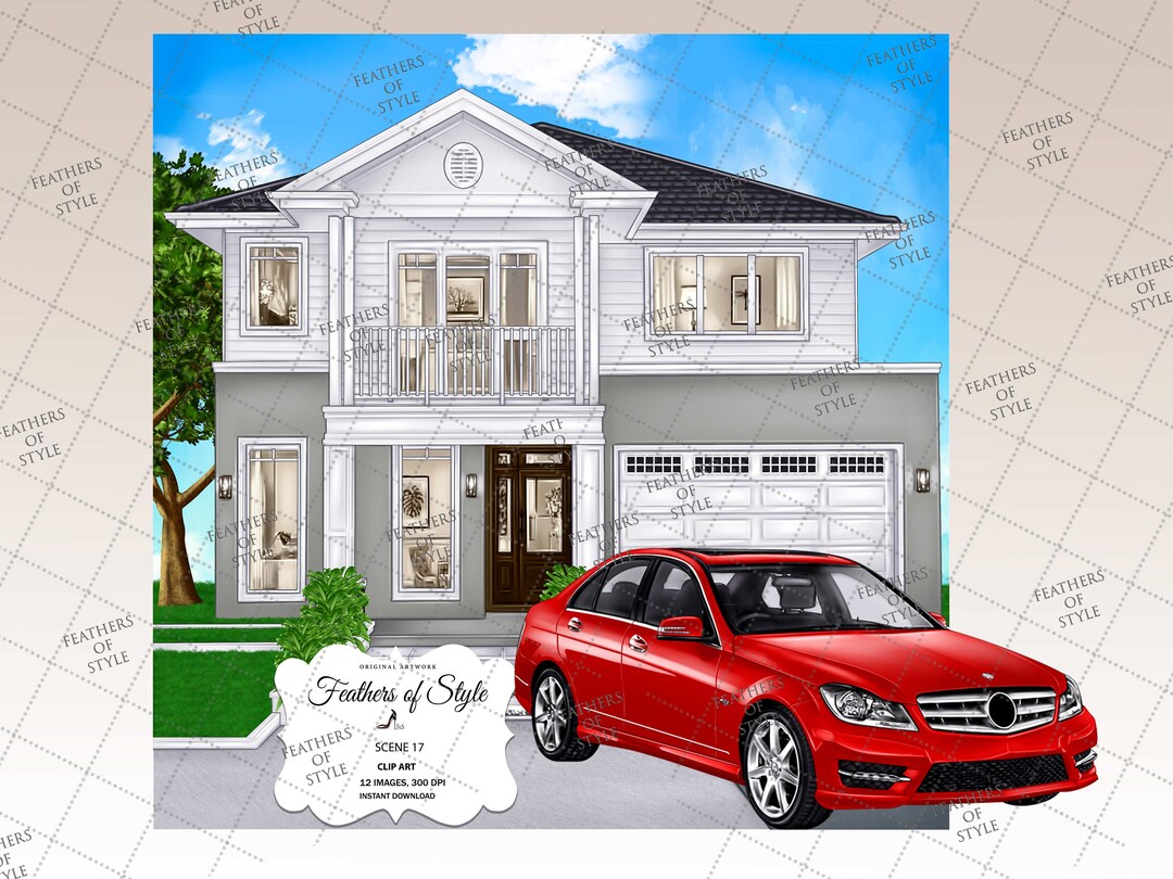 House Scene, House Illustration, House Background, Car Clipart, House ...
