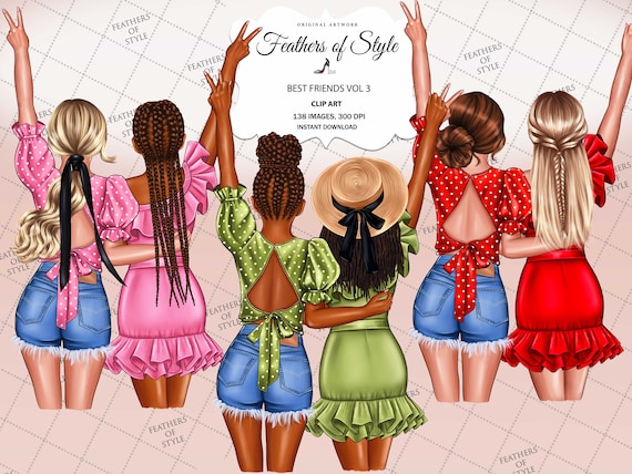 Drawing & Illustration Art & Collectibles African American Best friends ...