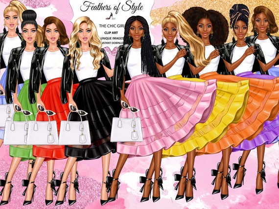 Fashion Girl Clipart Fashionable Women Clipart Fashionable - Etsy